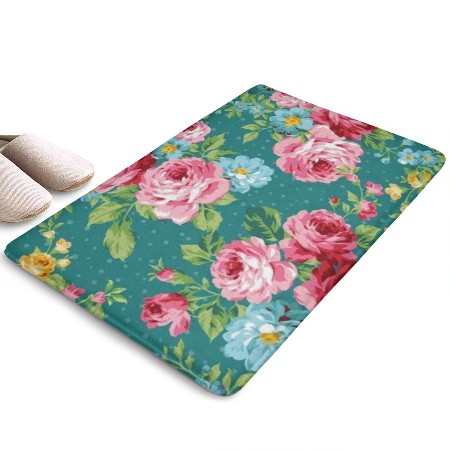 Pioneer Flower Floral Print Flannel Non Slip Door Rugs,Washable Door ...