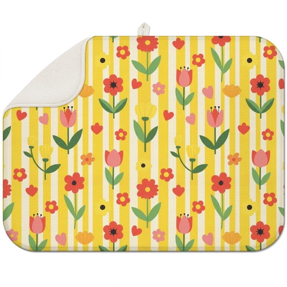 Pioneer Flower Floral Print Pattern 1 Pack Kitchen Dish Drying Mat ...