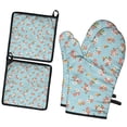 Pioneer Flower Floral Print Pattern 2-Pack Oven Mitts Set, Heat ...