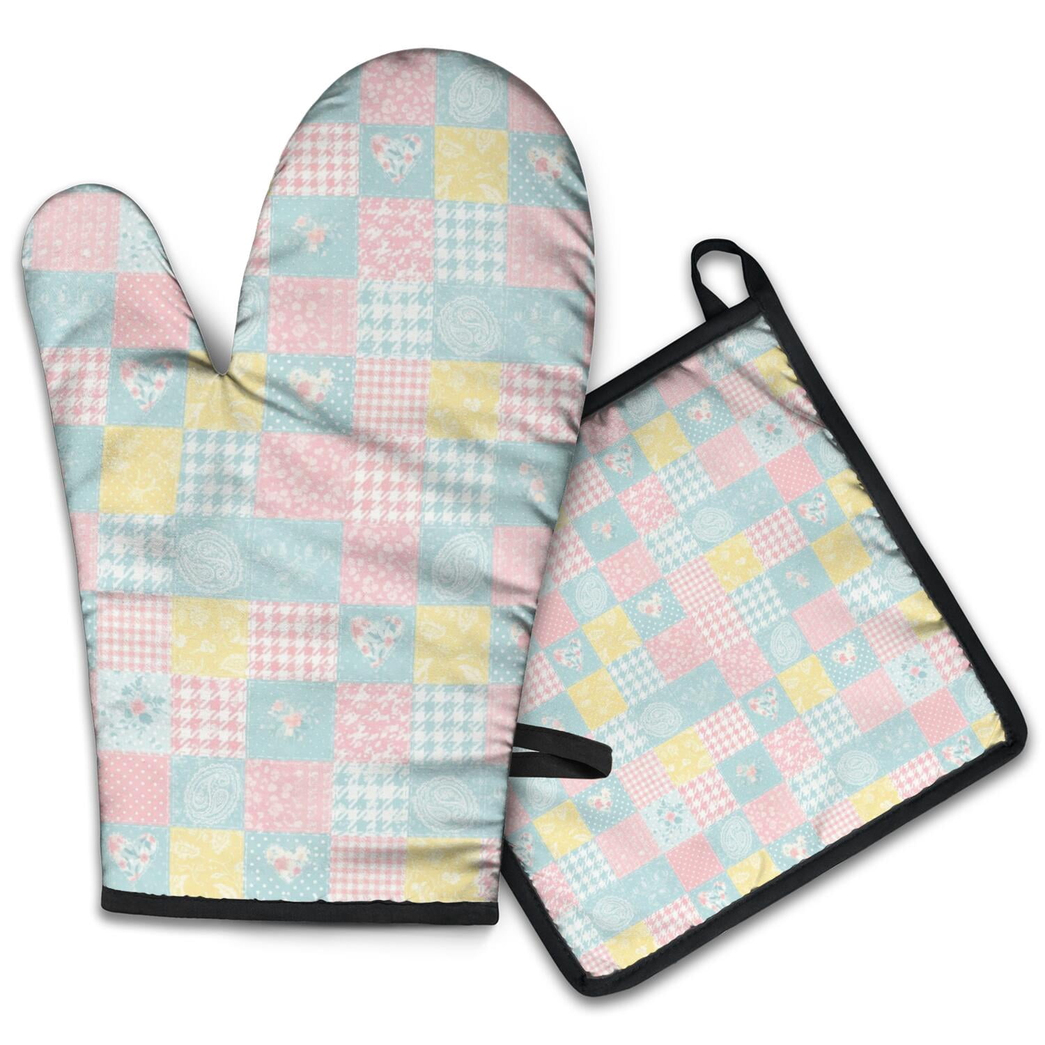 Pioneer Flower Floral Print Pattern 2-Pack Oven Mitts Set, Heat ...