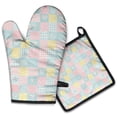 Pioneer Flower Floral Print Pattern 2-Pack Oven Mitts Set, Heat ...