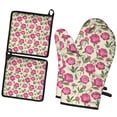 Pioneer Flower Floral Print Pattern 2-Pack Oven Mitts Set, Heat ...