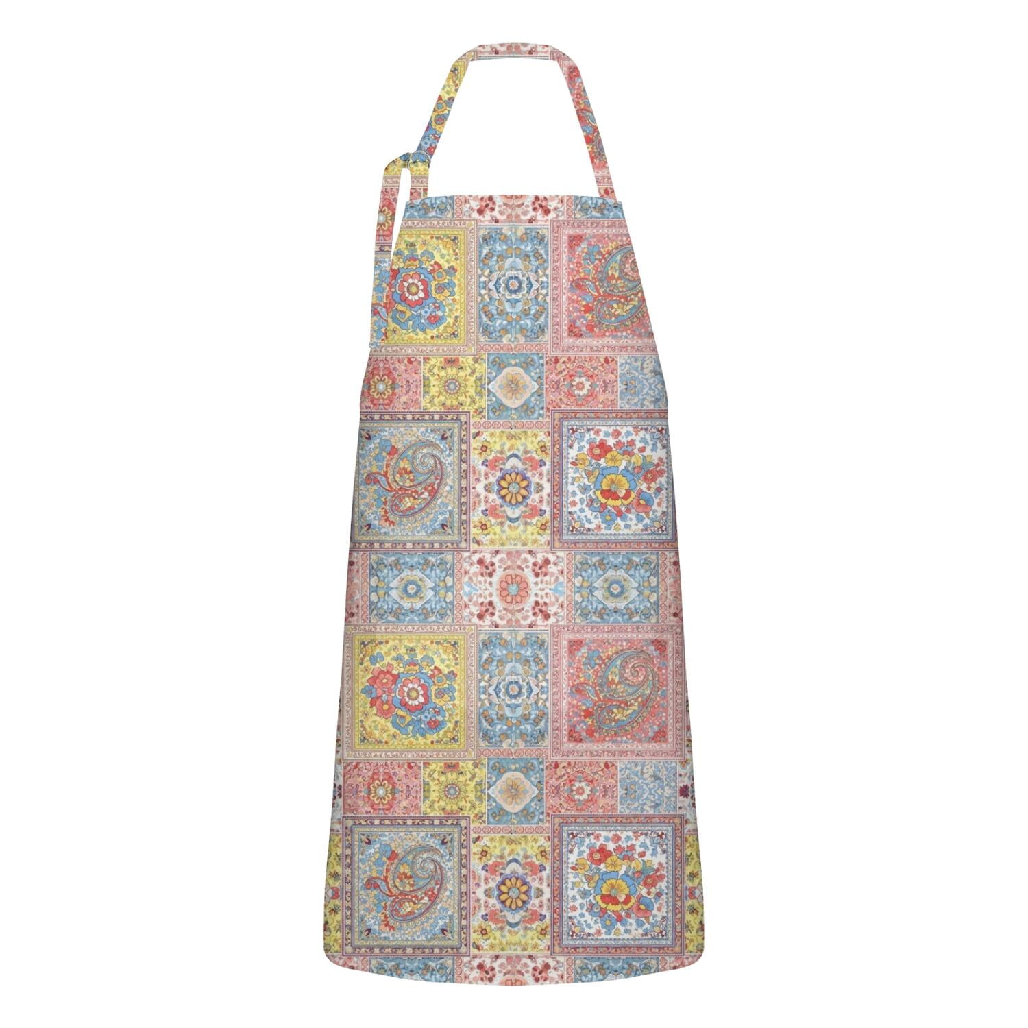Pioneer Flower Floral Print Pattern Apron for Women and Men, Cotton ...