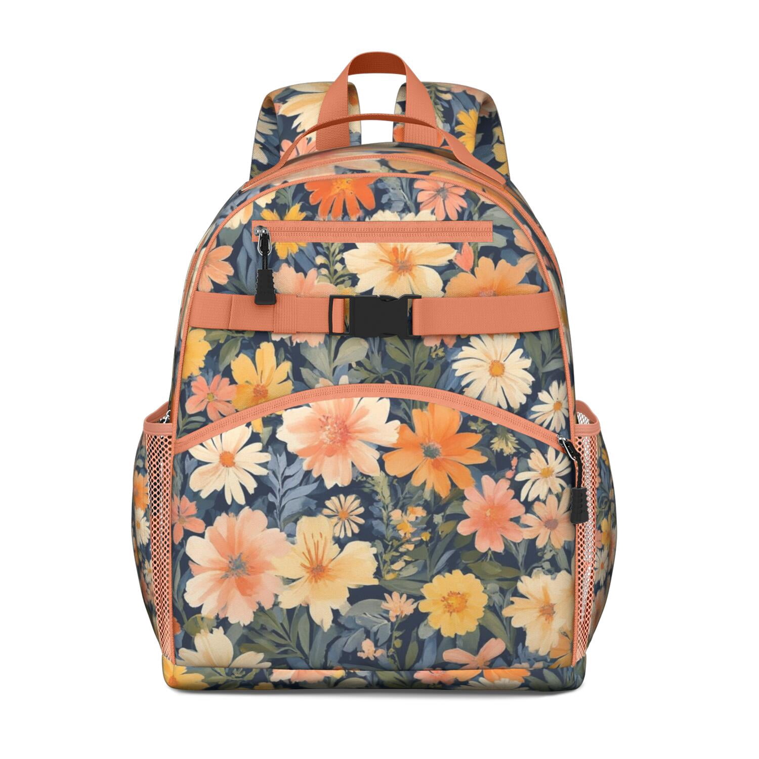 Pioneer Flower Floral Print Pattern Backpack for School,Cute School Bag ...