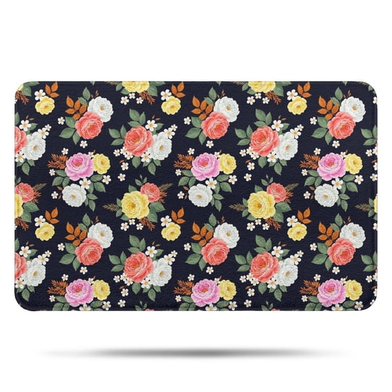 Pioneer Flower Floral Print Pattern Bathroom Rugs Mat, Non Slip ...