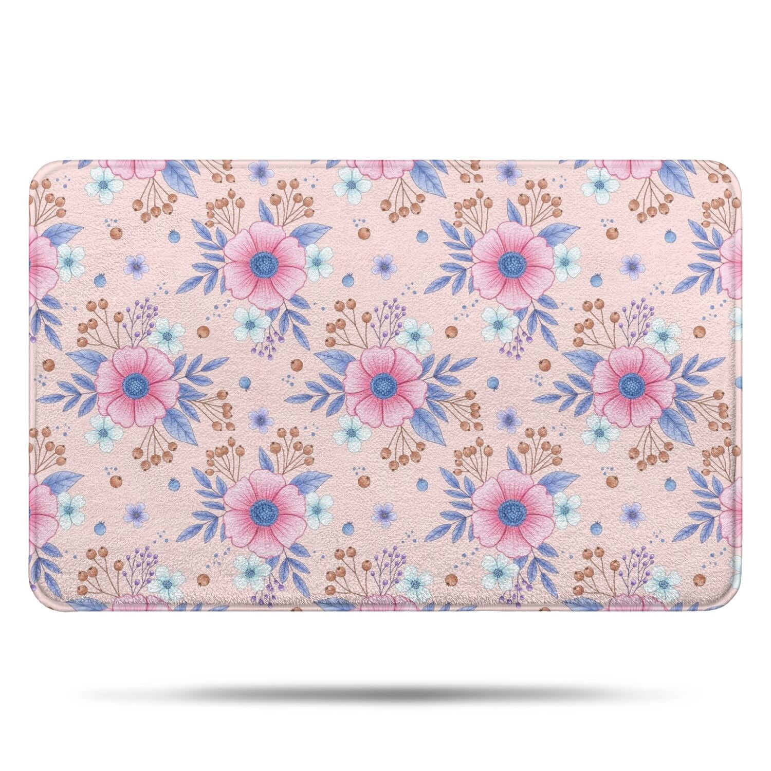 Pioneer Flower Floral Print Pattern Bathroom Rugs Mat, Non Slip ...