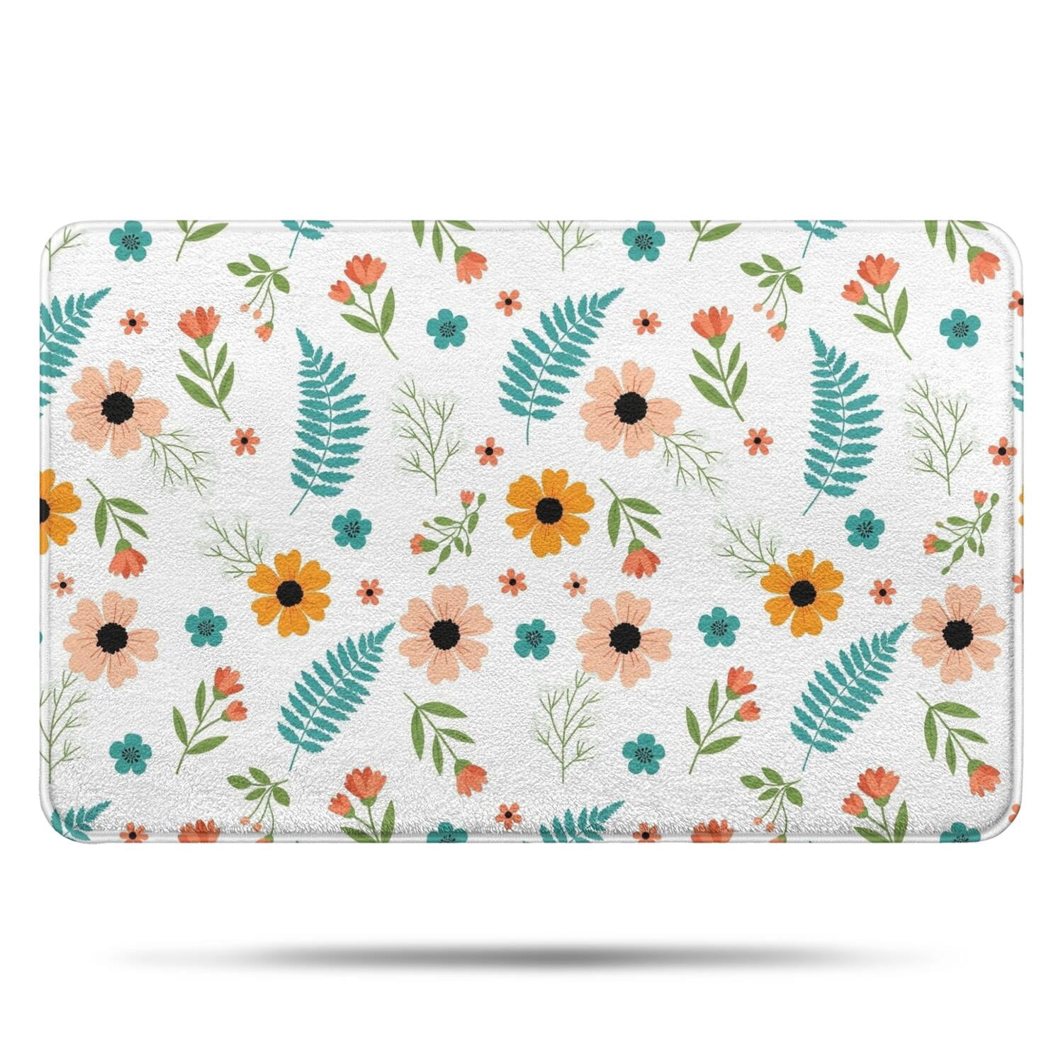 Pioneer Flower Floral Print Pattern Bathroom Rugs Mat, Non Slip ...