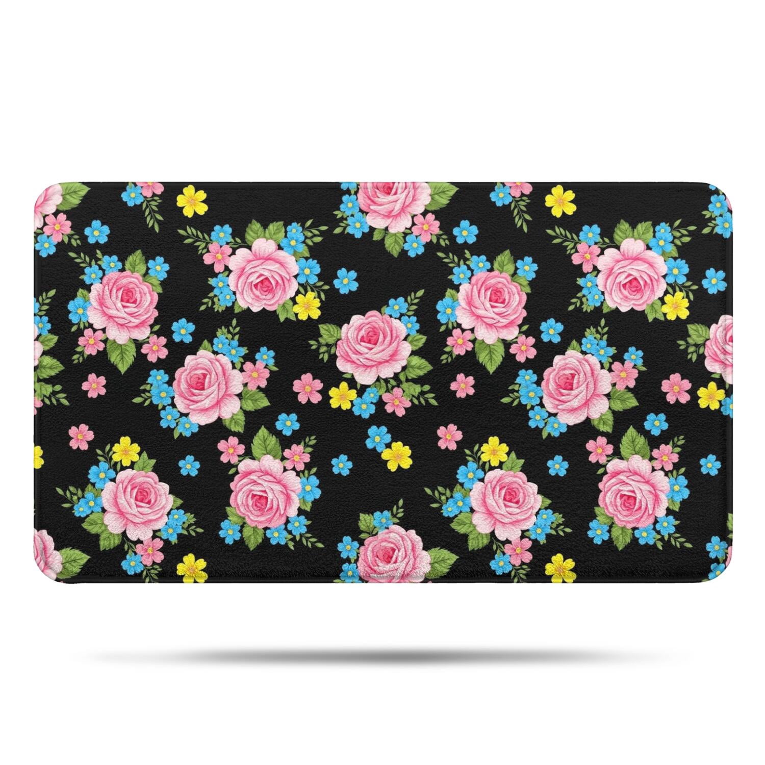 Pioneer Flower Floral Print Pattern Bathroom Rugs Mat, Non Slip ...