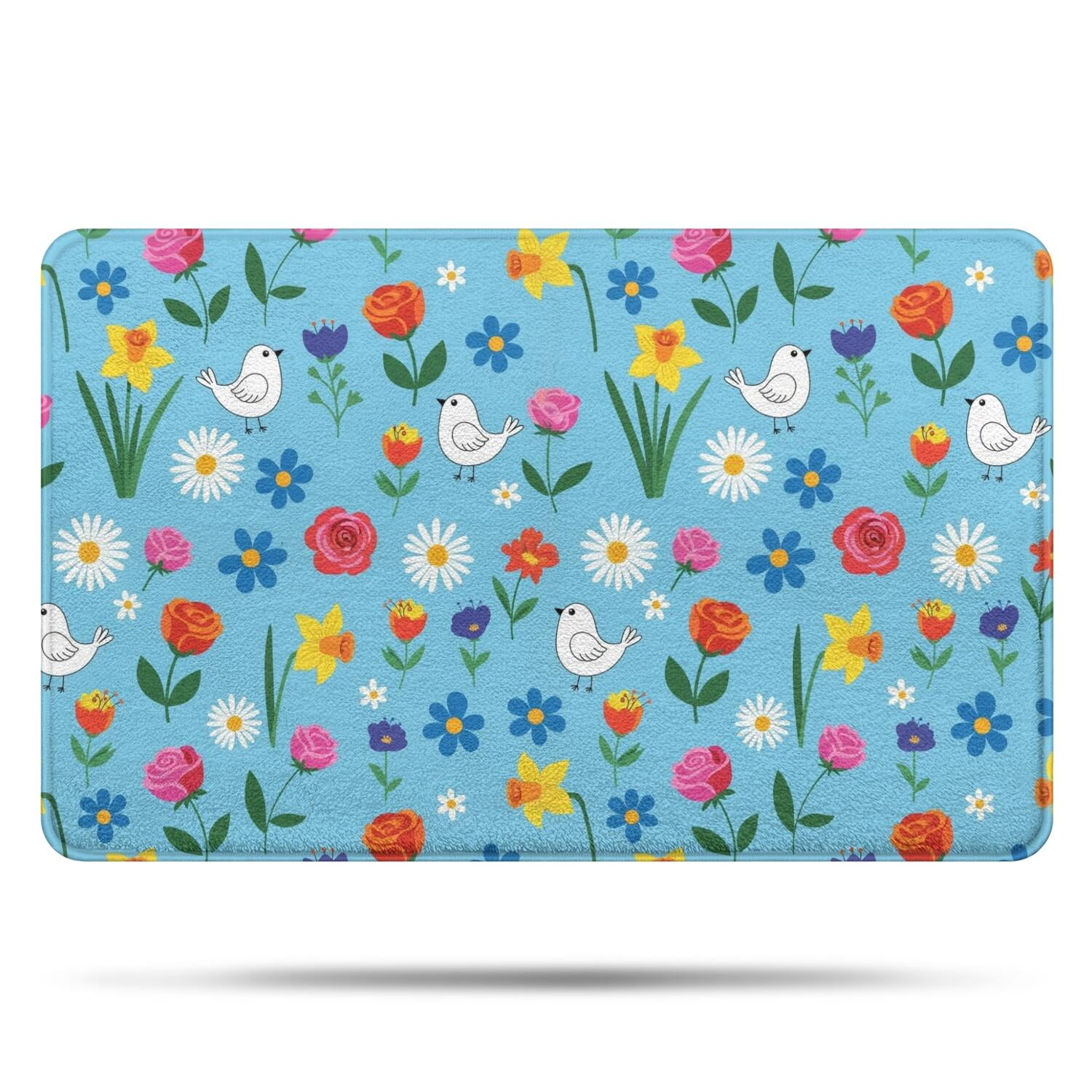 Pioneer Flower Floral Print Pattern Bathroom Rugs Mat, Non Slip ...