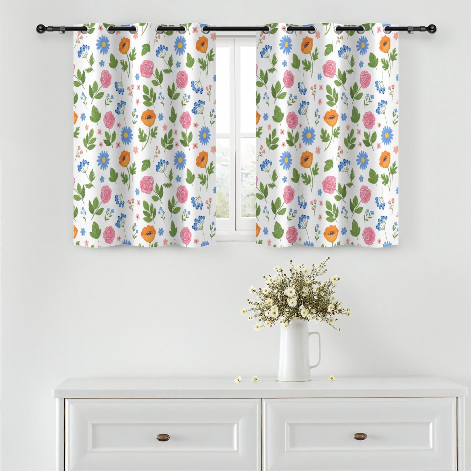 Pioneer Flower Floral Print Pattern Blackout Curtains,Triple Weaved ...