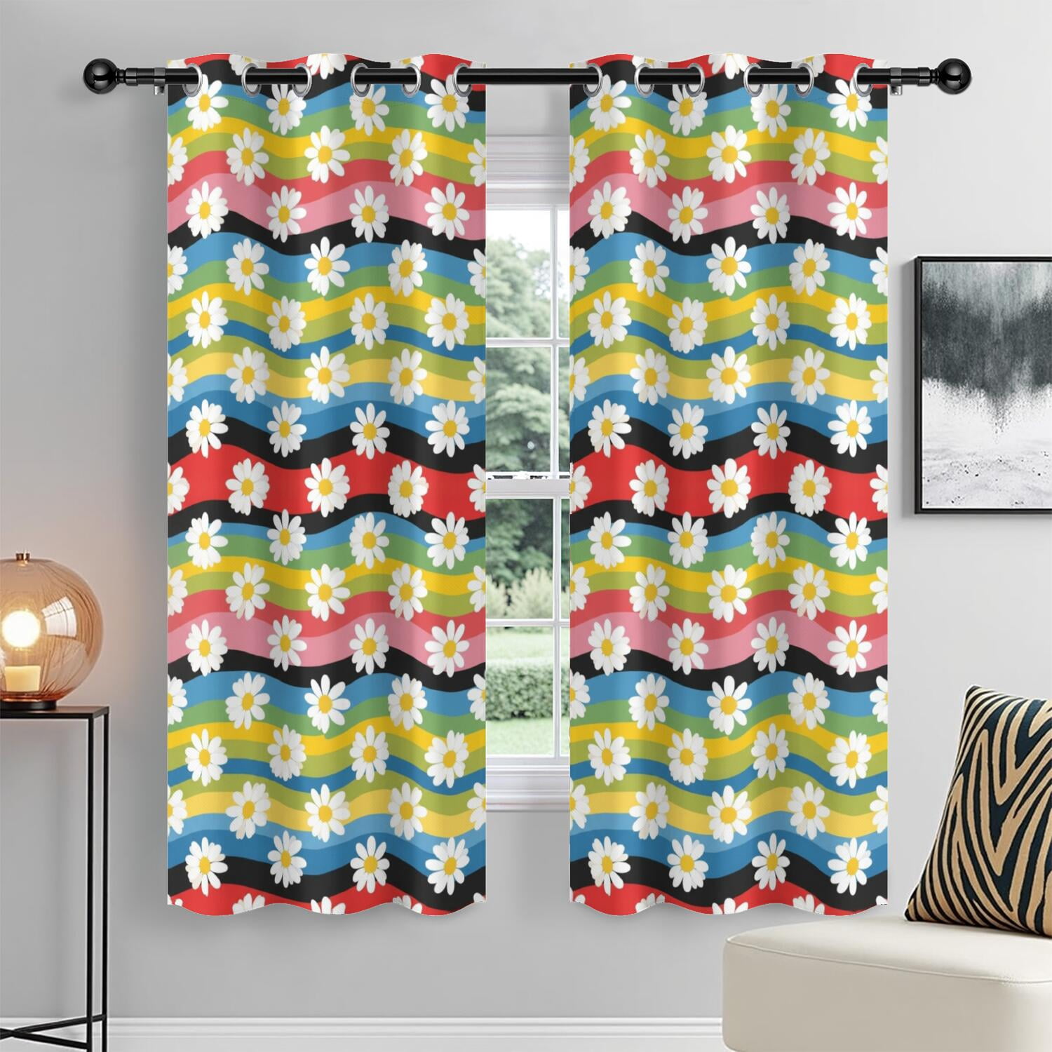 Pioneer Flower Floral Print Pattern Blackout Curtains,Triple Weaved ...