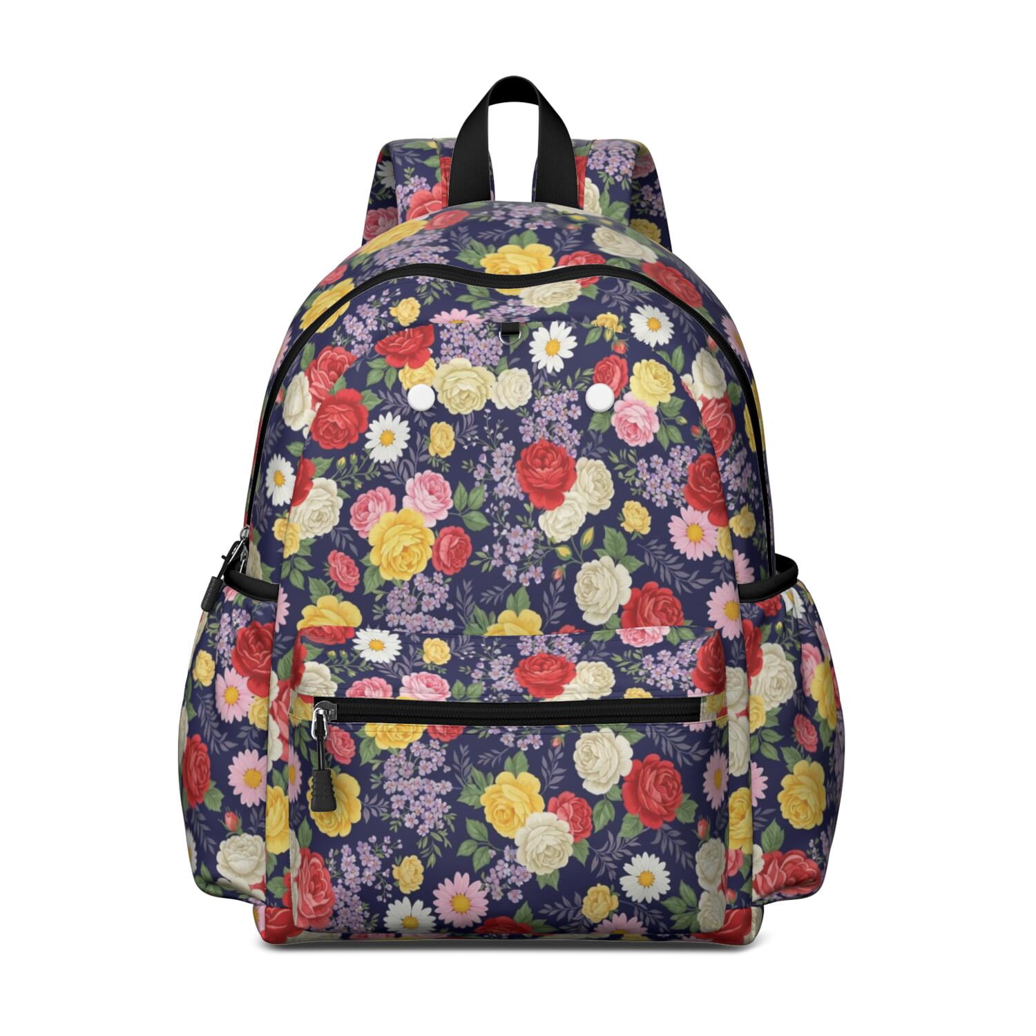 Pioneer Flower Floral Print Pattern Cute School Backpack with Padded ...