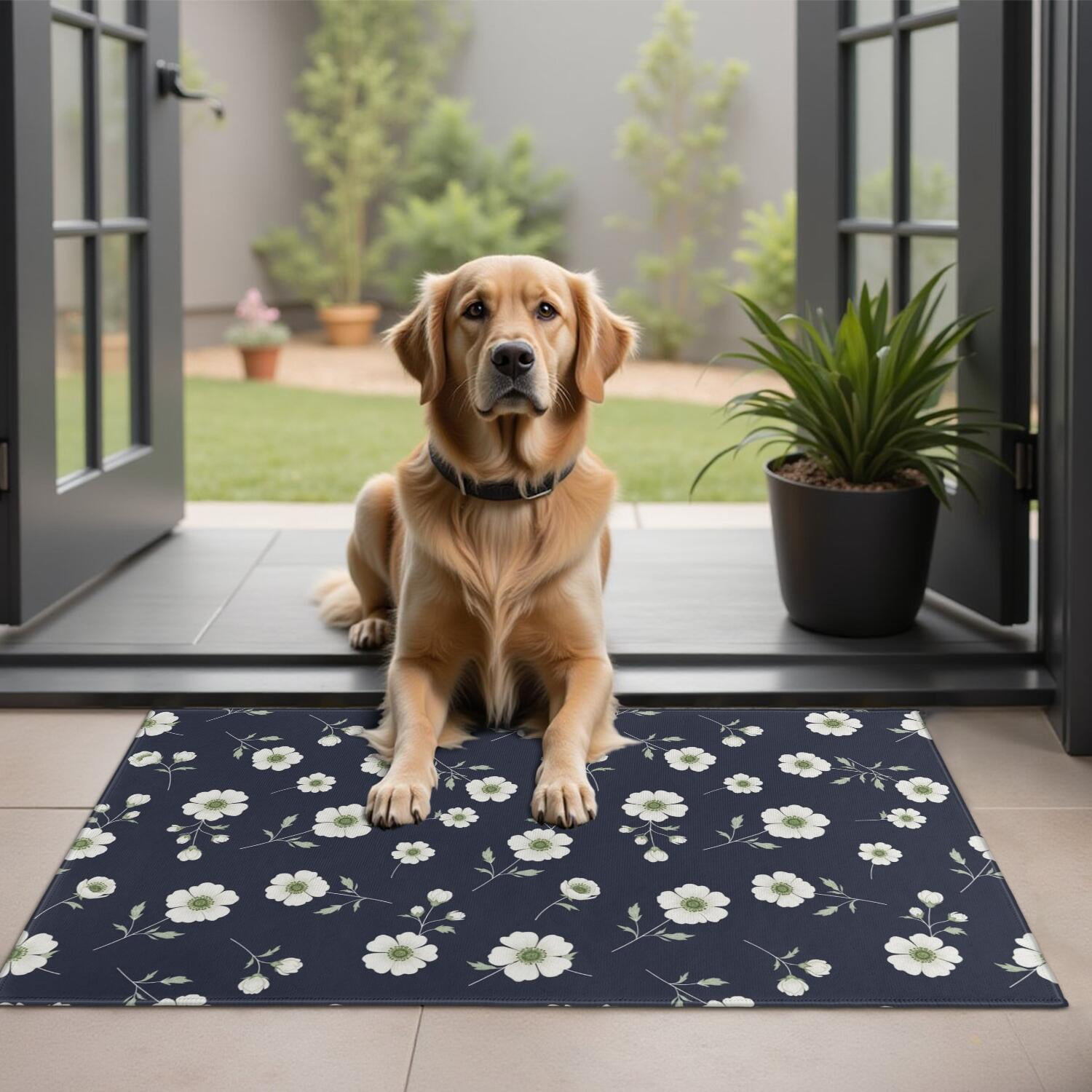 Pioneer Flower Floral Print Pattern Door Rugs,Washable Non Slip Door ...