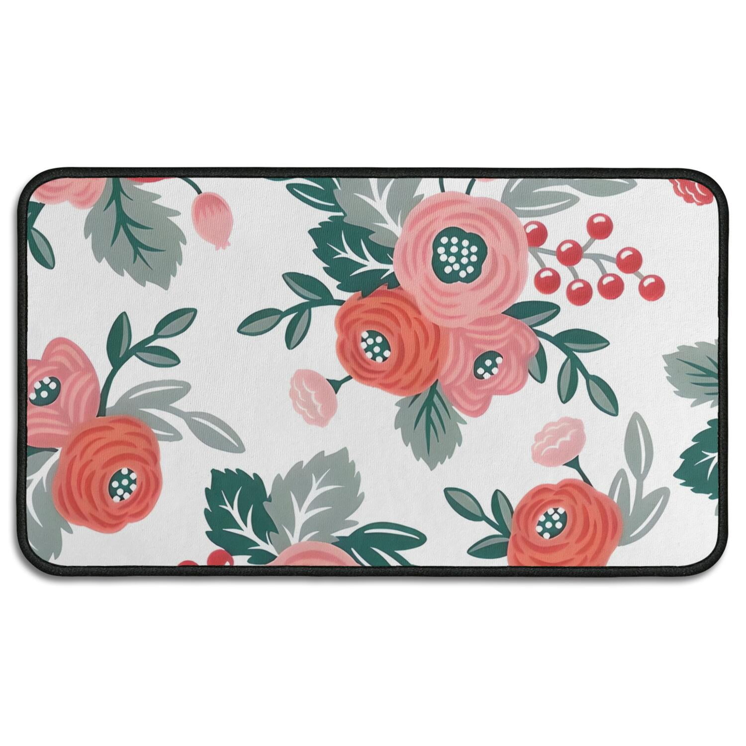 Pioneer Flower Floral Print Pattern Door Rugs,Washable Non Slip Door ...