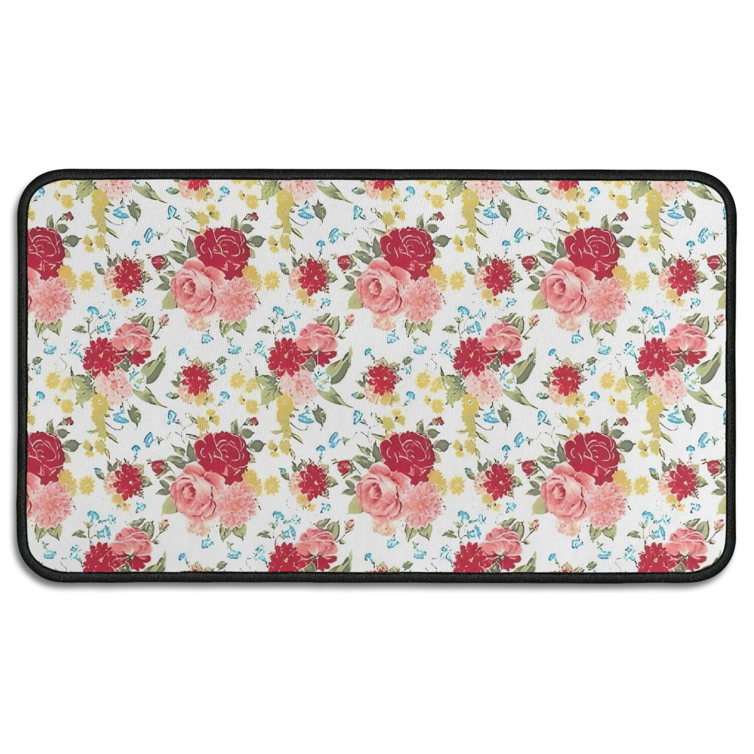 Pioneer Flower Floral Print Pattern Door Rugs,Washable Non Slip Door ...