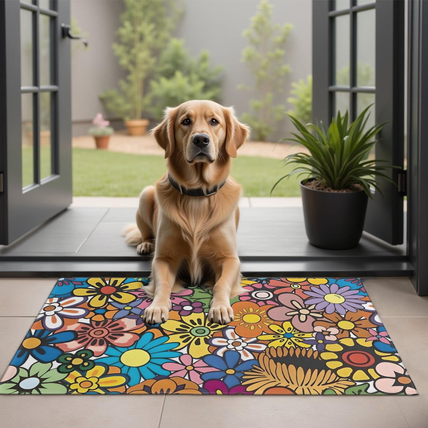 Pioneer Flower Floral Print Pattern Door Rugs,Washable Non Slip Door ...