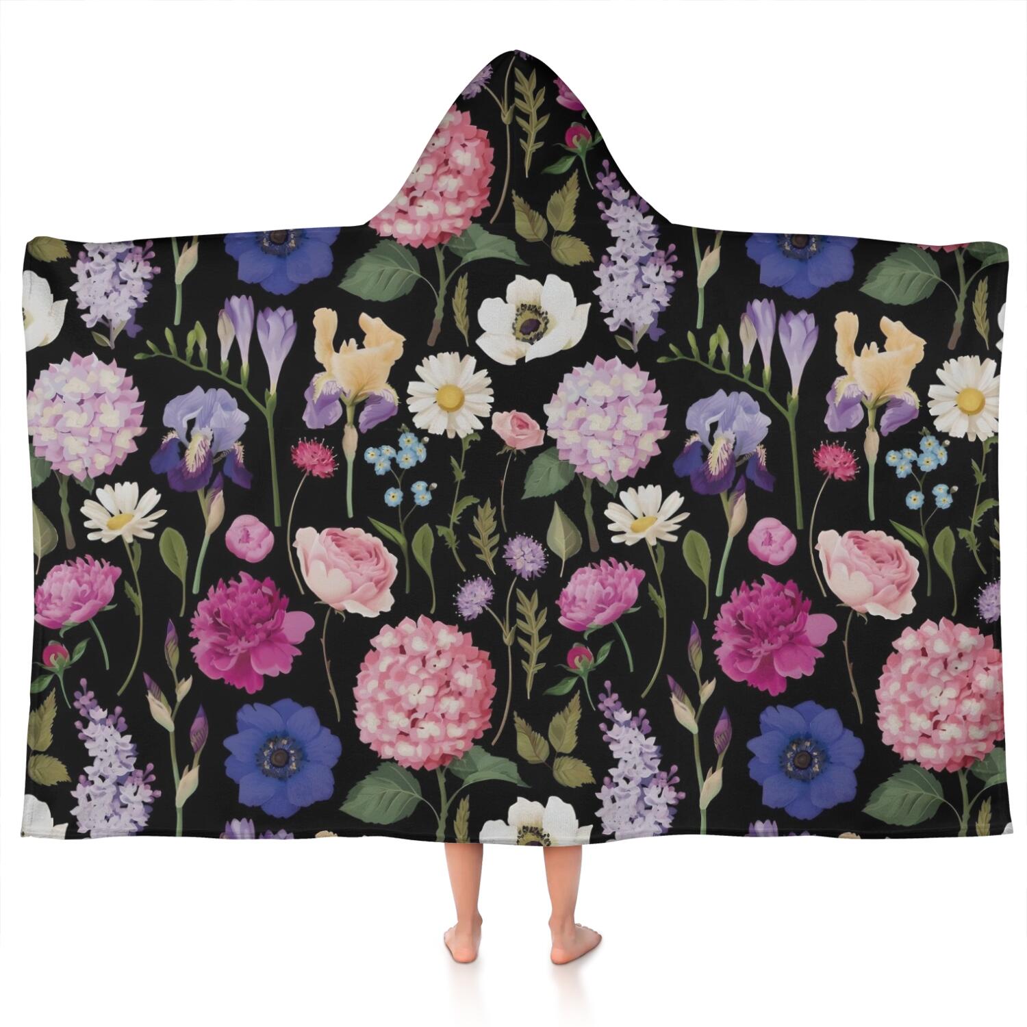 Pioneer Flower Floral Print Pattern Hooded Bath Towel，50"x30" for Ages ...