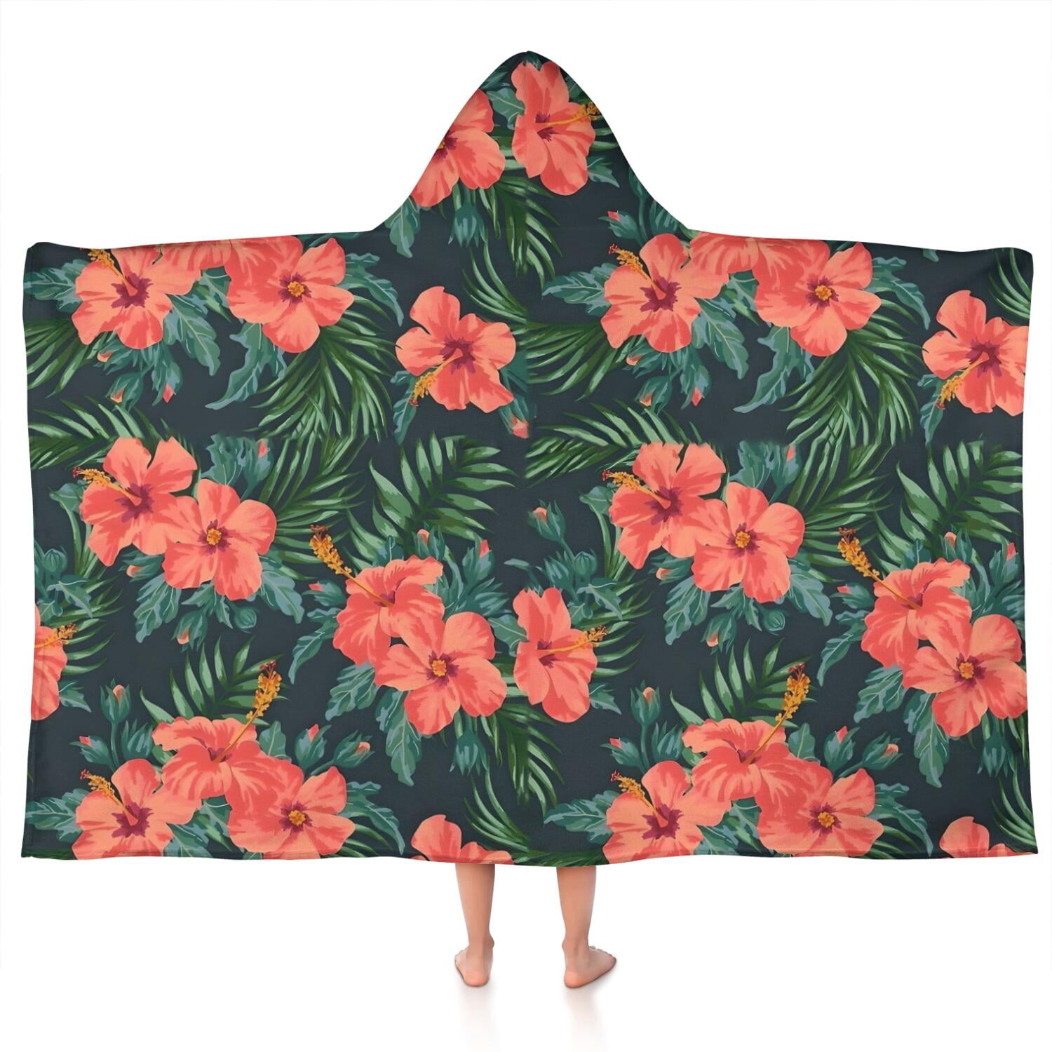 Pioneer Flower Floral Print Pattern Hooded Bath Towel，50"x30" for Ages ...