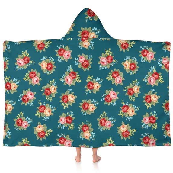 Pioneer Flower Floral Print Pattern Hooded Bath Towel Wrap for Teens ...
