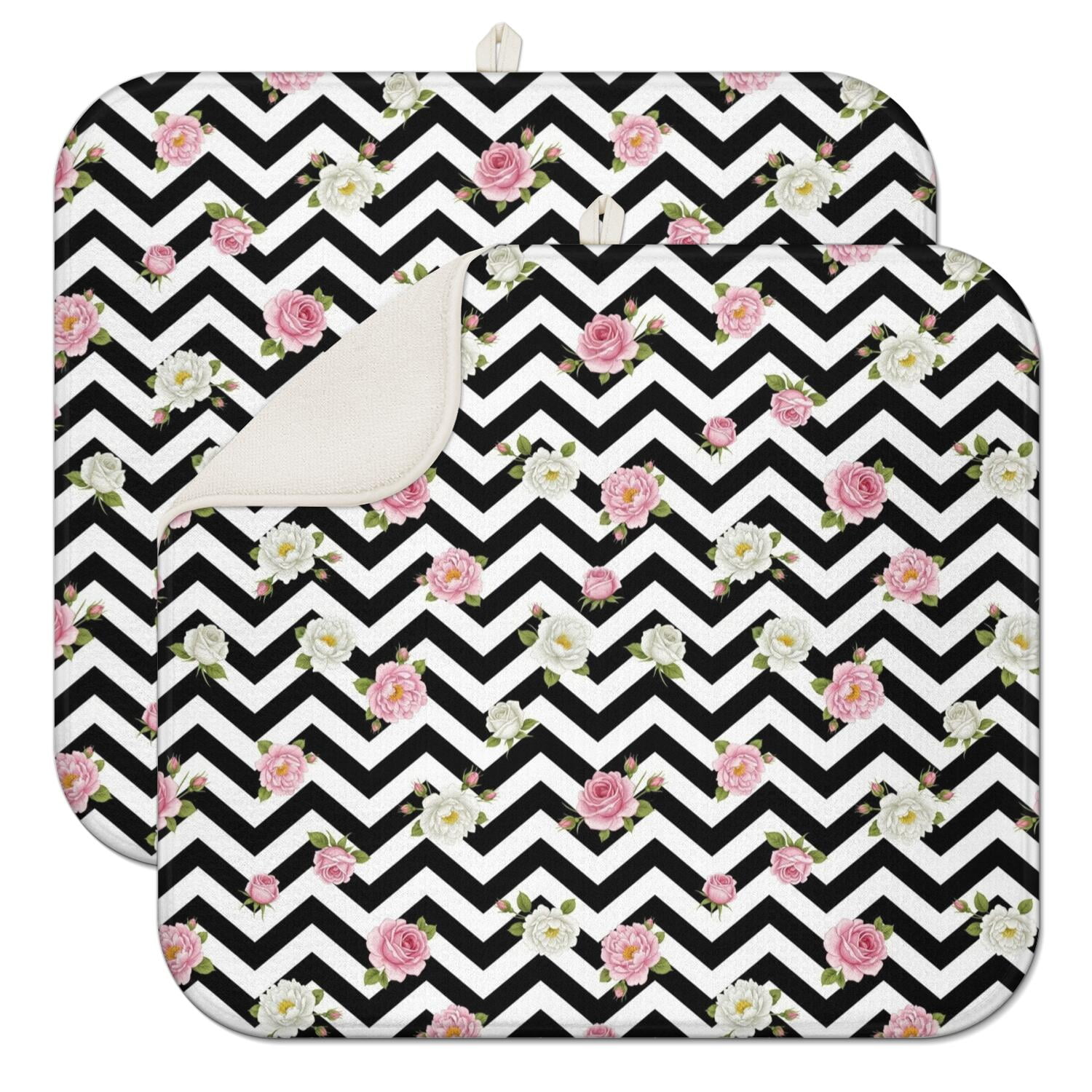 Pioneer Flower Floral Print Pattern Kitchen Dish Drying Mat 1 Pack ...