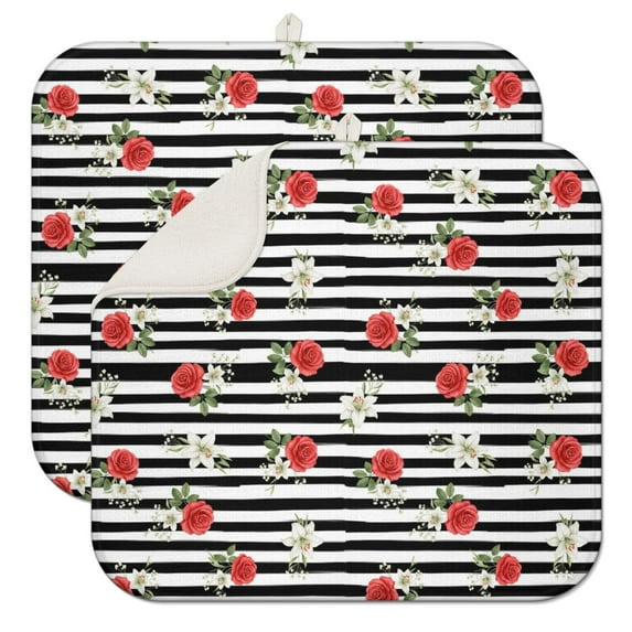 Pioneer Flower Floral Print Pattern Kitchen Dish Drying Mat 1 Pack ...