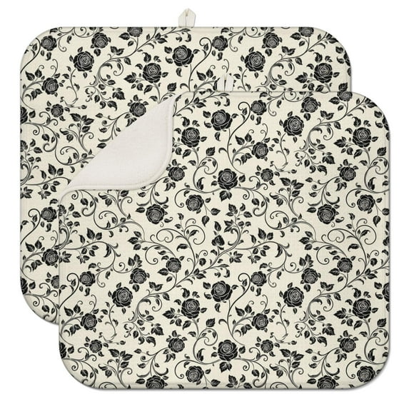Pioneer Flower Floral Print Pattern Kitchen Dish Drying Mat 1 Pack ...