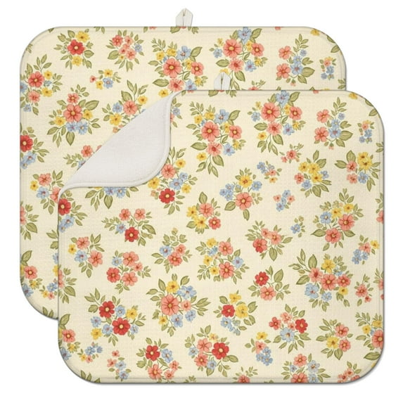 Pioneer Flower Floral Print Pattern Kitchen Dish Drying Mat 1 Pack ...