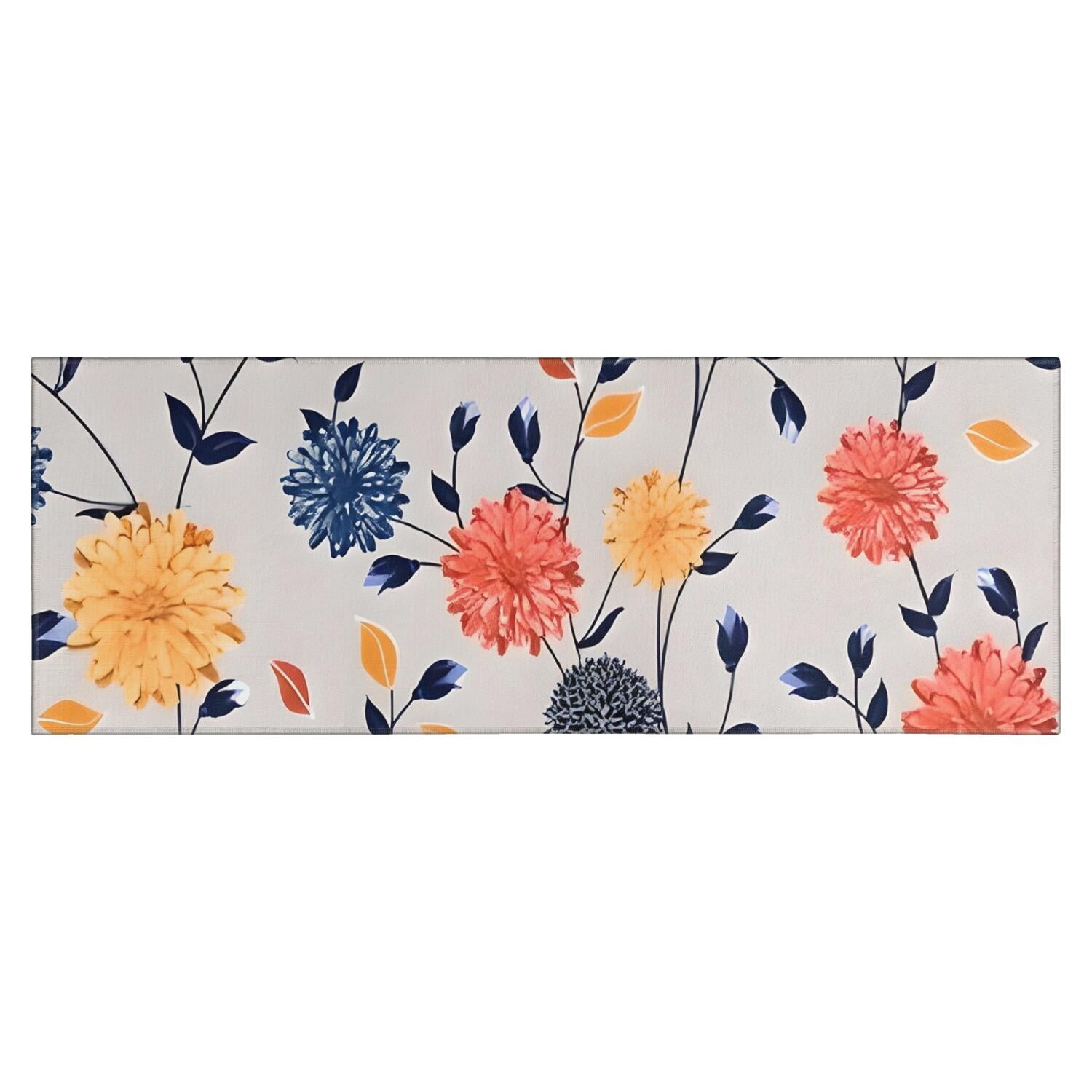 Pioneer Flower Floral Print Pattern Kitchen Rug Mat,Kitchen Runner Rugs ...