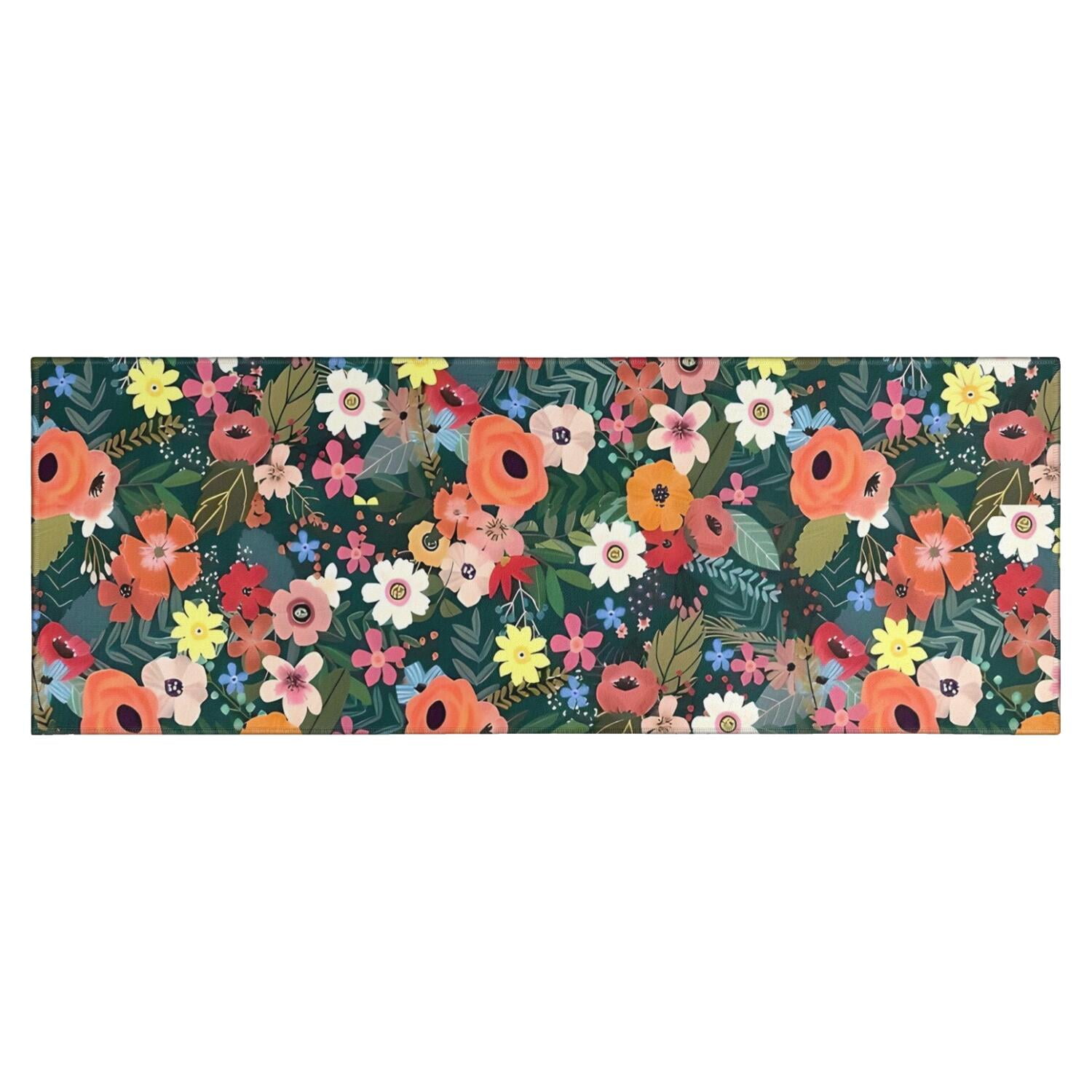 Pioneer Flower Floral Print Pattern Kitchen Rug Mat,Kitchen Runner Rugs ...
