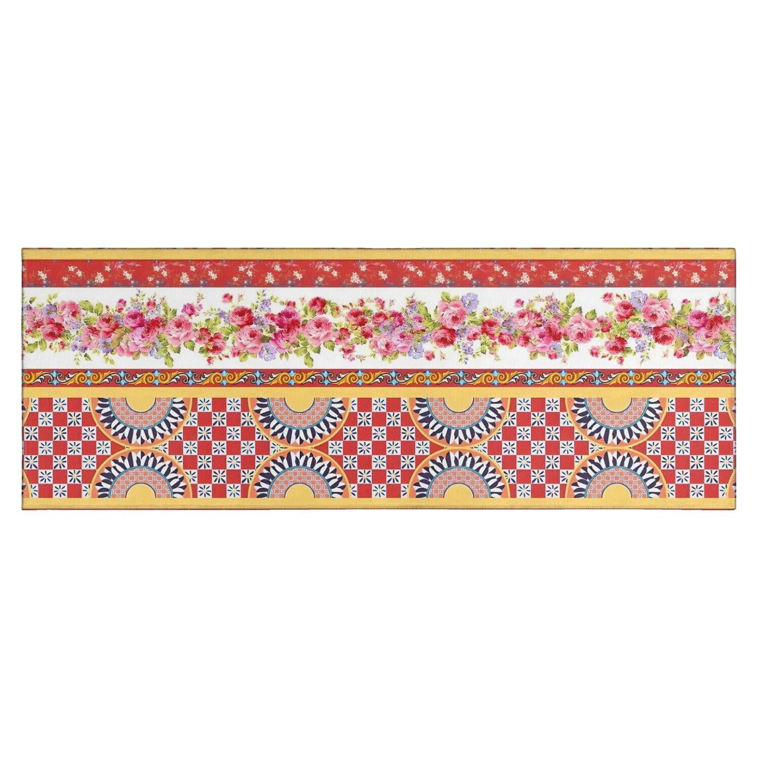 Pioneer Flower Floral Print Pattern Kitchen Rug Mat,Kitchen Runner Rugs ...