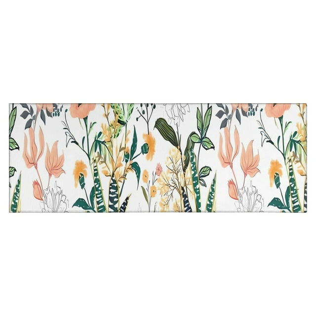 Pioneer Flower Floral Print Pattern Kitchen Rug Mat,Kitchen Runner Rugs ...