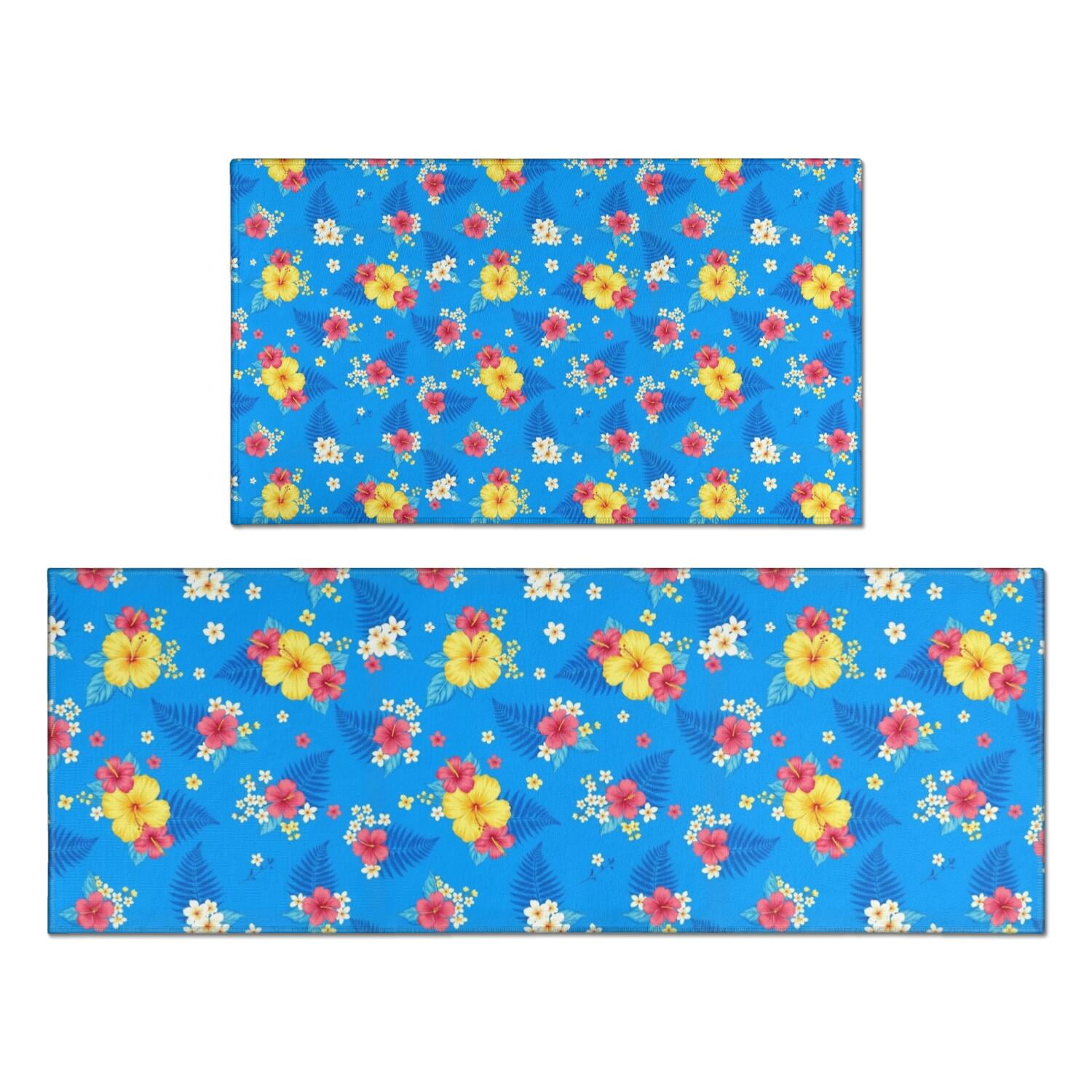 Pioneer Flower Floral Print Pattern Kitchen Rugs Sets Of 2, Anti ...