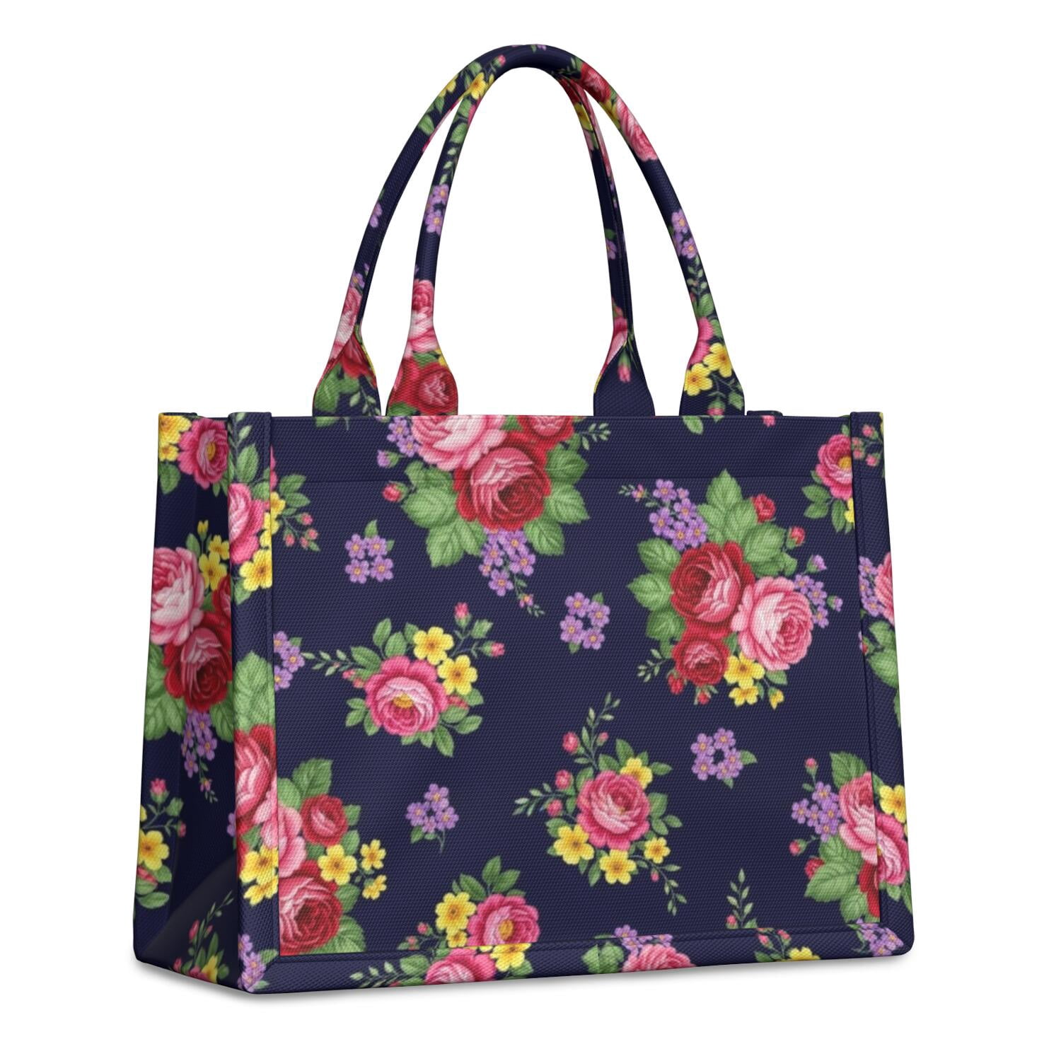 Pioneer Flower Floral Print Pattern Large Tote Bag, Shopping Tote with ...