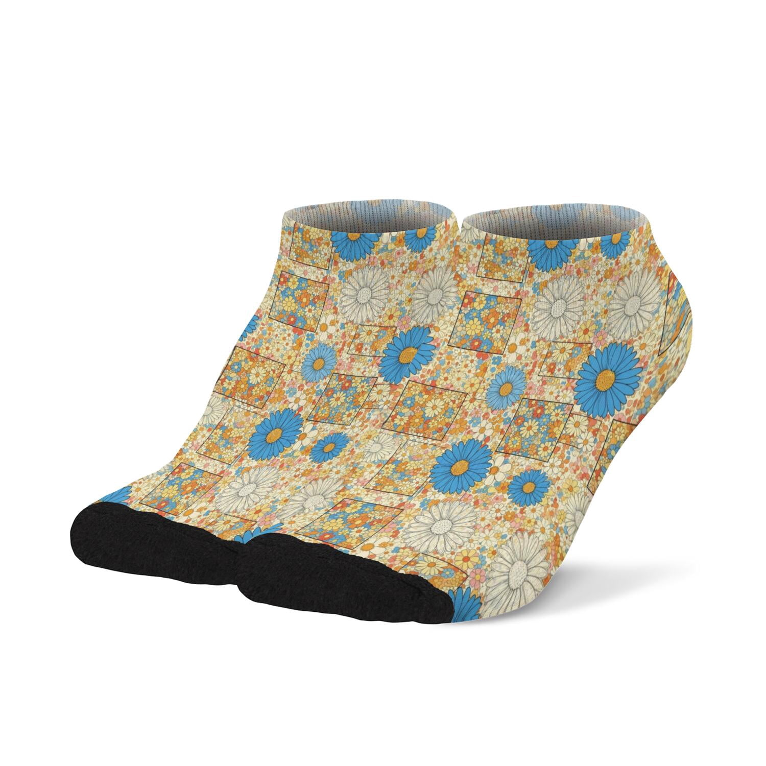 Pioneer Flower Floral Print Pattern Men's Ankle Socks, Low Cut Everyday ...