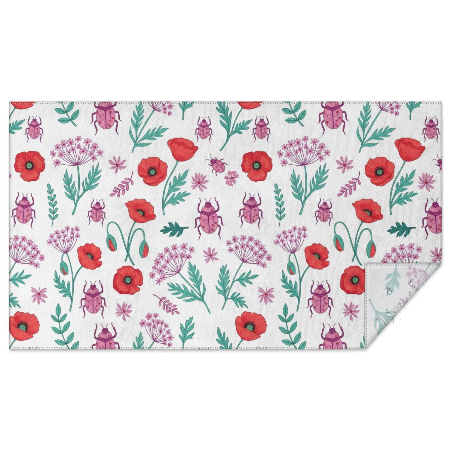 Pioneer Flower Floral Print Pattern Waterproof Tablecloth, Rectangular ...