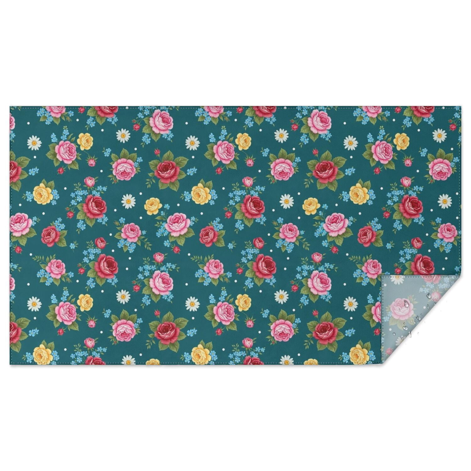 Pioneer Flower Floral Print Pattern Waterproof Tablecloth, Rectangular ...