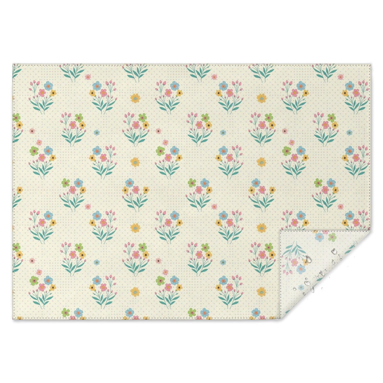 Pioneer Flower Floral Print Pattern Waterproof Tablecloth, Rectangular ...