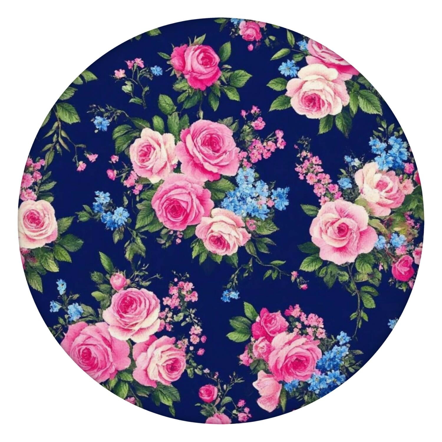 Pioneer Flower Floral Print Pattern Round Fitted Tablecloth with ...