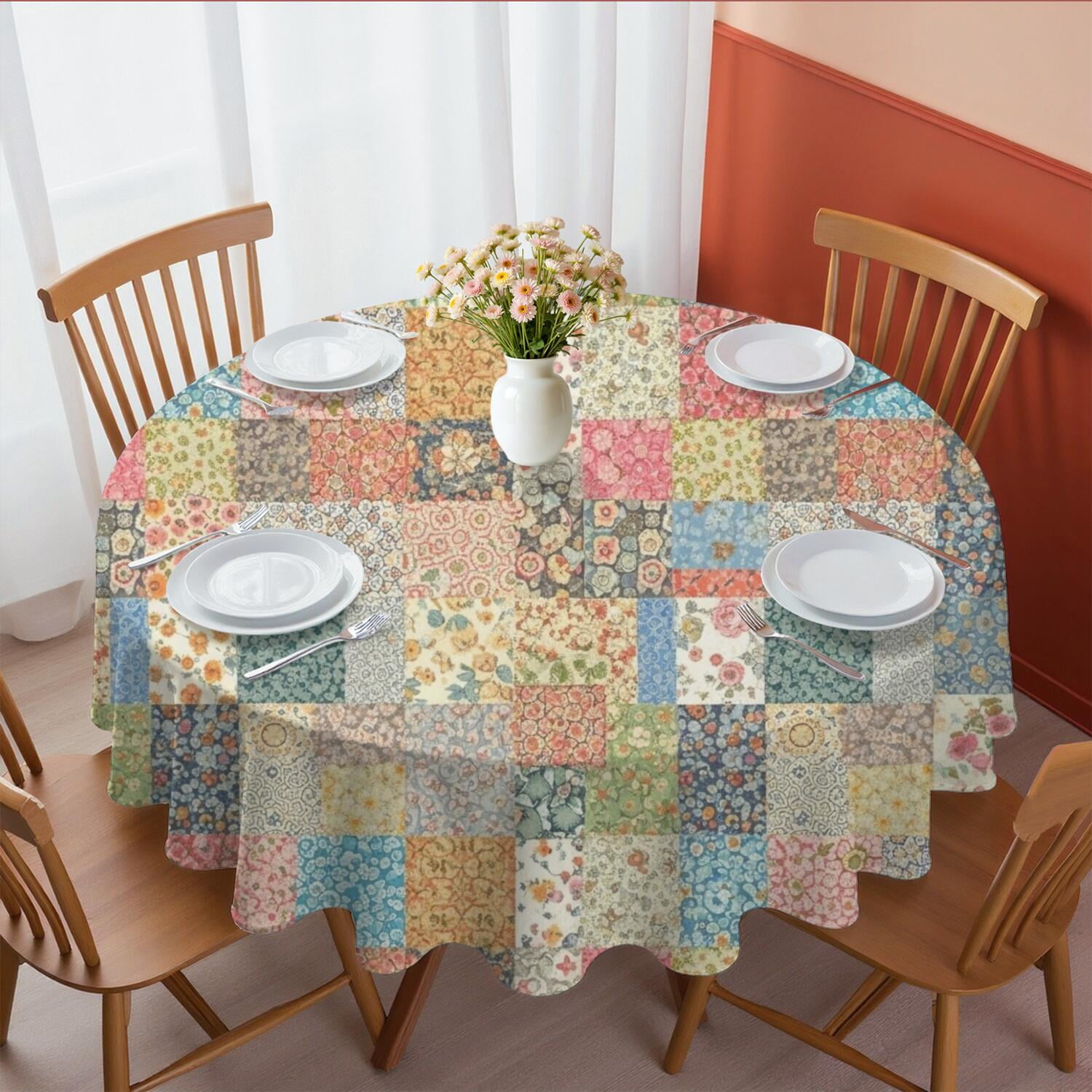 Pioneer Flower Floral Print Pattern Round Tablecloth 60 X 60 Inch ...