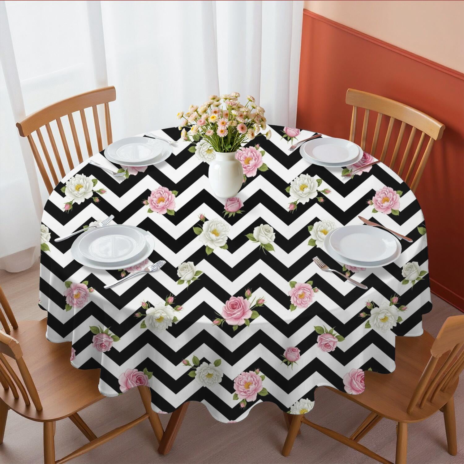 Pioneer Flower Floral Print Pattern Round Tablecloth 60 X 60 Inch ...