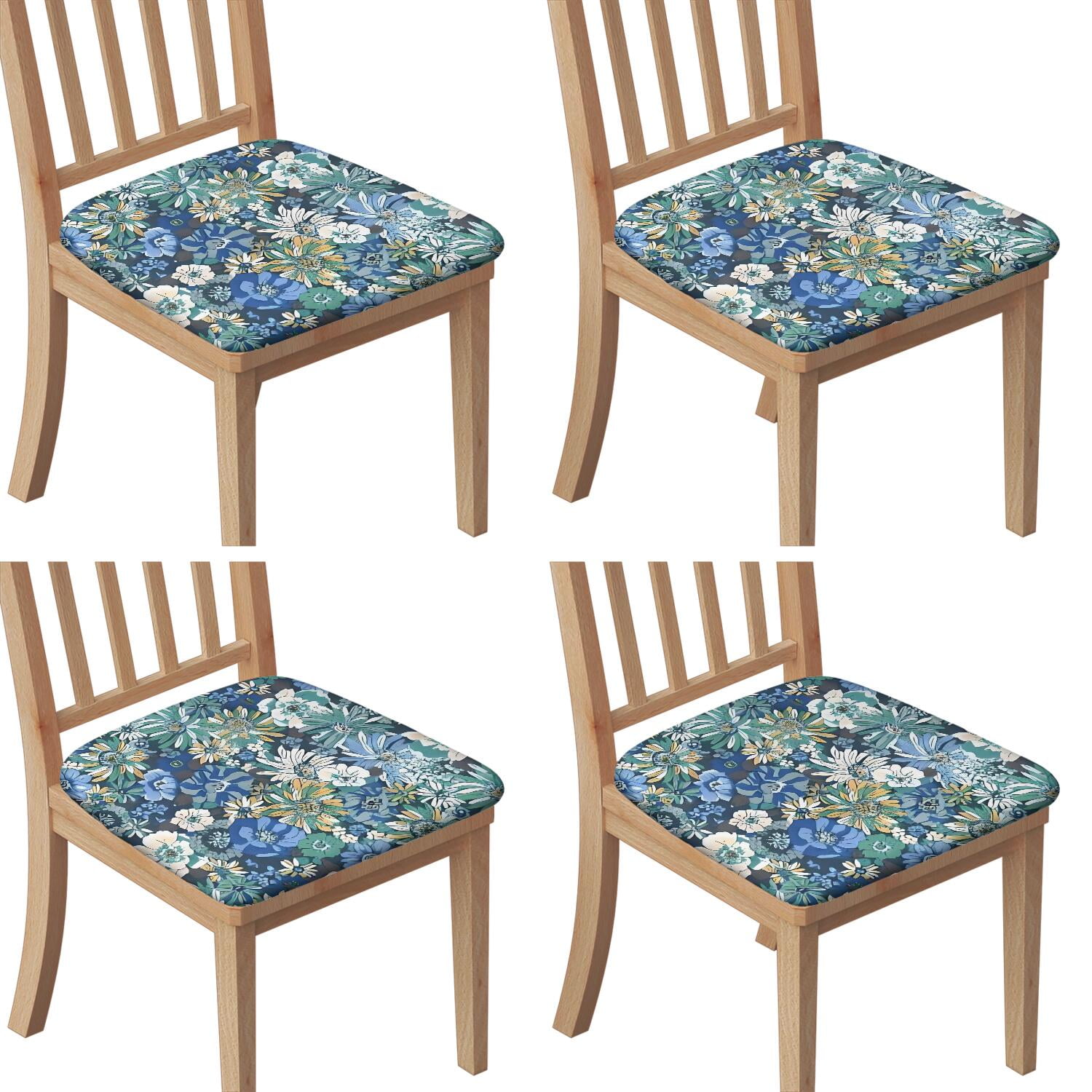 Pioneer Flower Floral Print Pattern Seat Covers for Dining Room Chairs ...