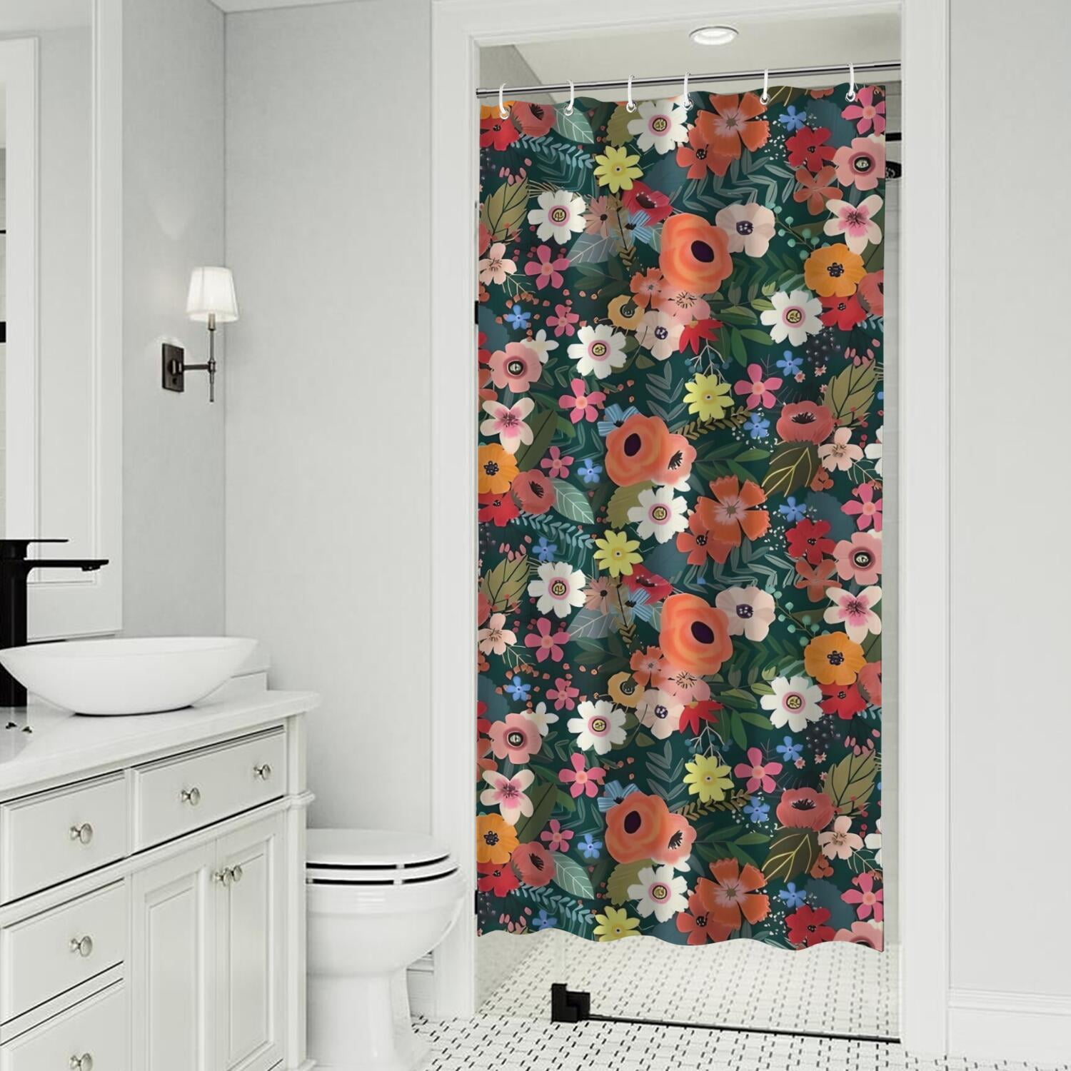 Pioneer Flower Floral Print Pattern Shower Curtain 36"x72" ,Bathroom ...