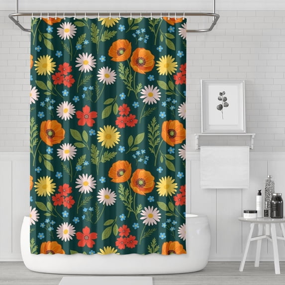 Pioneer Flower Floral Print Pattern Shower Curtain 72"x72", Bathroom ...