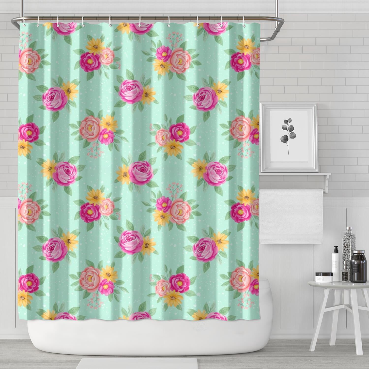 Pioneer Flower Floral Print Pattern Shower Curtain 72"x84", Bathroom ...