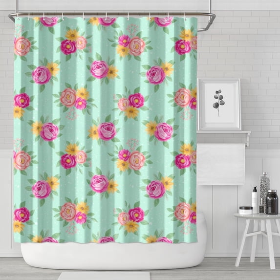 Pioneer Flower Floral Print Pattern Shower Curtain 72"x84", Bathroom ...