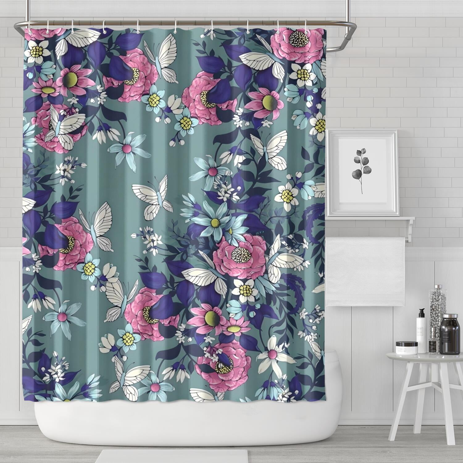 Pioneer Flower Floral Print Pattern Shower Curtain 72"x84" ,Bathroom ...