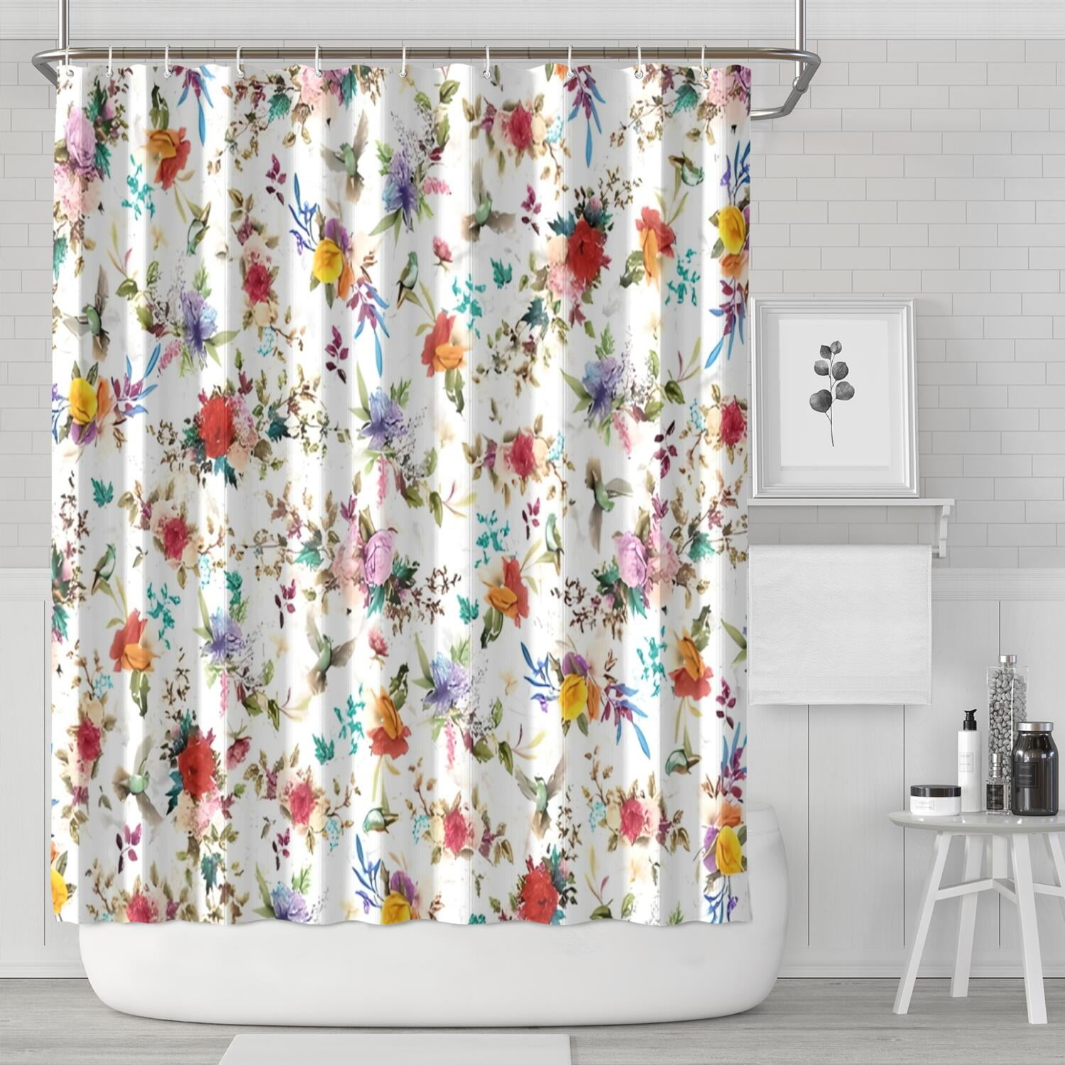 Pioneer Flower Floral Print Pattern Shower Curtain 84"x72" ,Bathroom ...