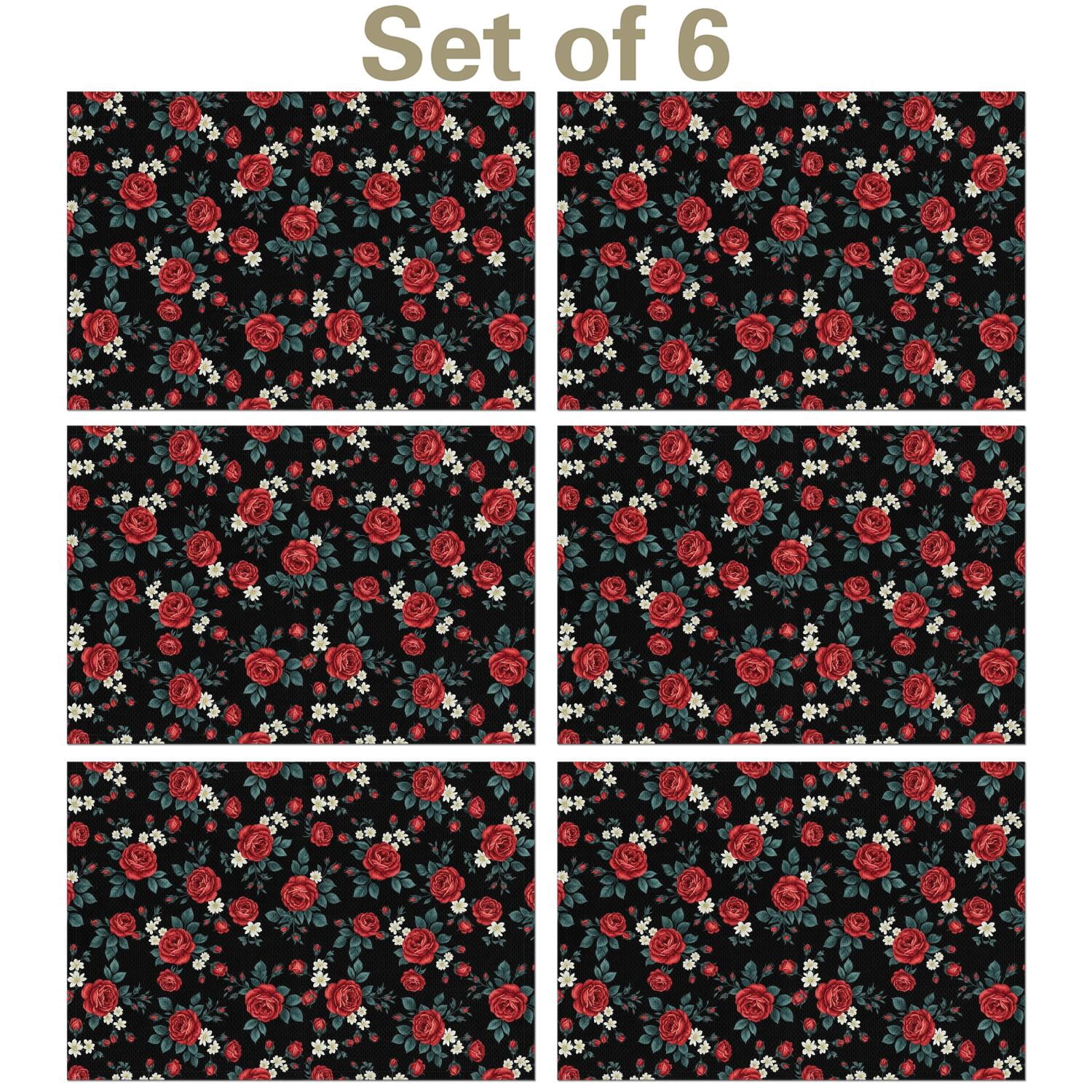 Pioneer Flower Floral Print Pattern Summer Linen Placemats Set Of 6 ...