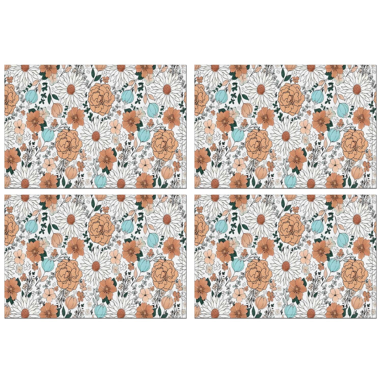 Pioneer Flower Floral Print Pattern Summer Placemats Table Placemats ...