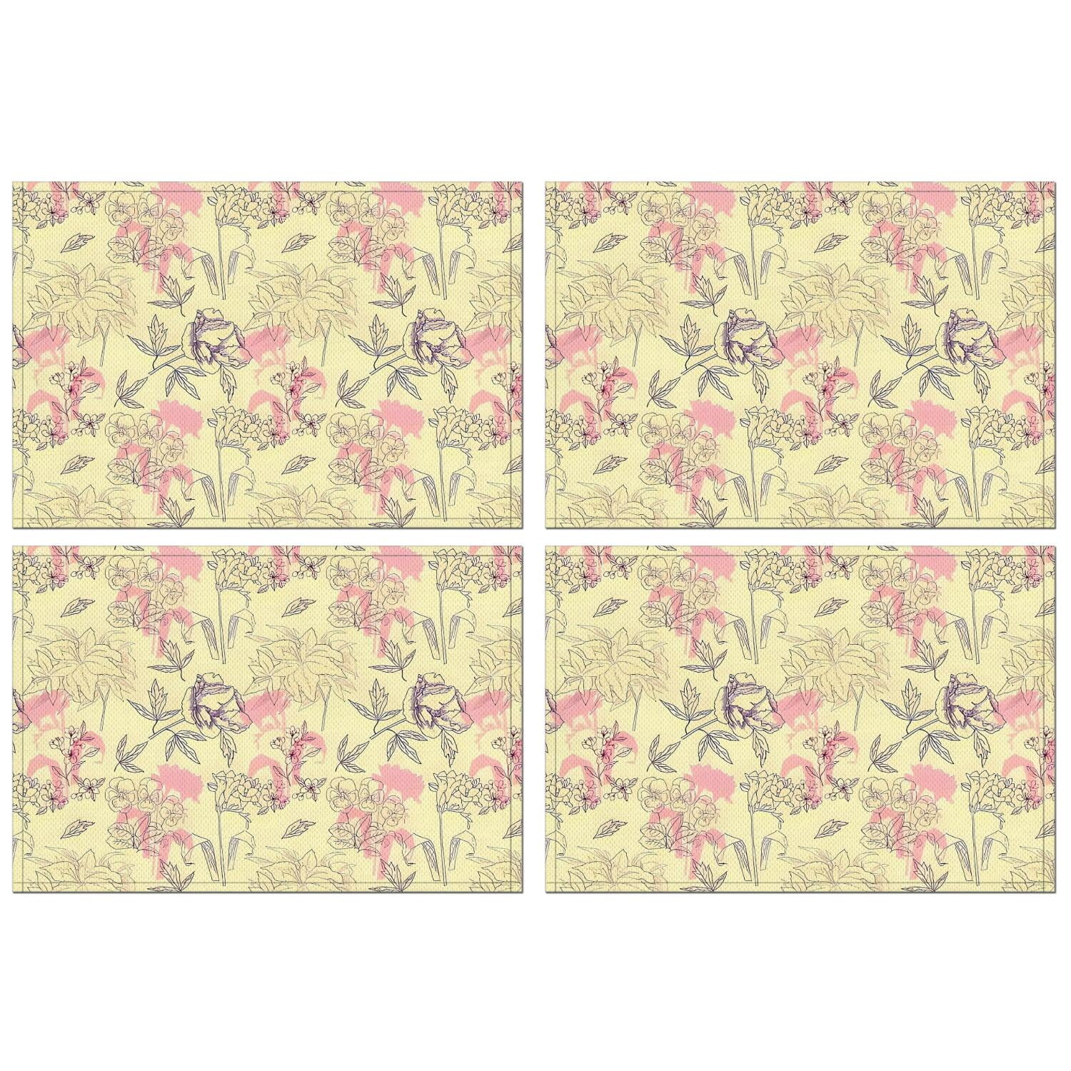 Pioneer Flower Floral Print Pattern Summer Placemats Table Placemats ...